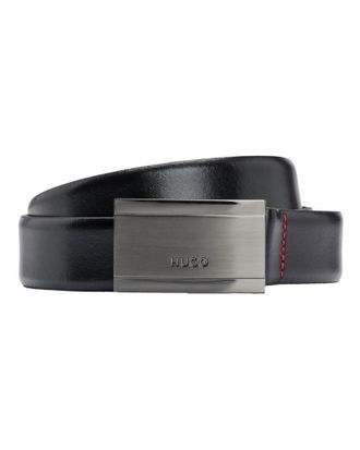 HUGO BOSS Lederg&uuml;rtel mit Koppelschlie&szlig;e und Logo-Gravur in