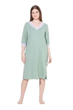 Ulla Popken gs1 data protected company 4069787000005 Nachthemd, Streifenkanten, 3/4-arm Nightgown, Sauge, 54 Femmes
