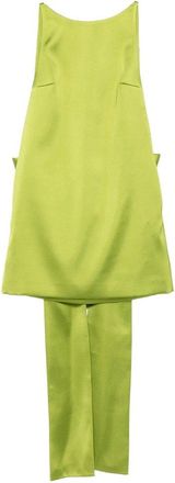 Self Portrait Green Satin Bow Mini Dress