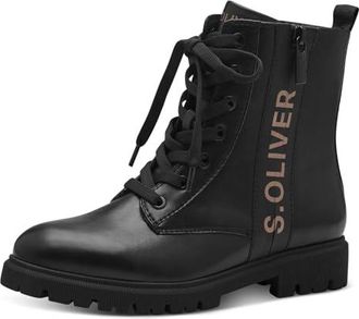 s.Oliver Bottines Plates en Dentelle pour Femme 5-25222-43, Noir, 37 EU