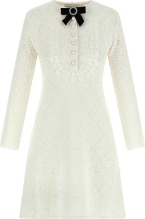 Self Portrait Knielanges Kleid - Weiß