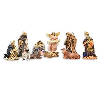 Riffelmacher & Weinberger Riffelmacher 78081 - Ankleide-Krippenset, 10-teilig, Größe je Figur 6,5 - 16 cm, aus Polyresin und Stoff, Ankleidekrippe, Weihnachtskrippe, Dekoration