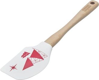 Original Kaiser Original Kaiser Teigschaber mit Weihnachtsmotiv, 100% Silikon, Holzgriff, hitzebeständig, Silikonschaber, Teigschaber Weihnachten, weiß