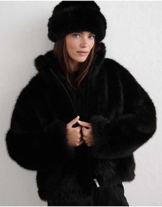 Aim'n veste en fausse fourrure noire
