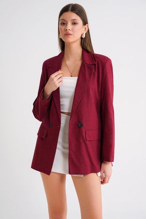 Mixray Leinenmischung Knopfblazer Jacke