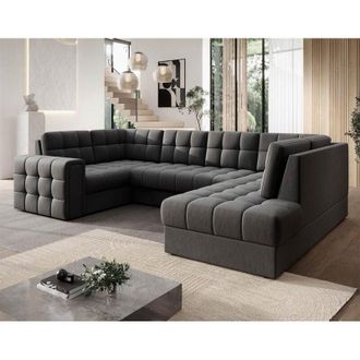 Best Mobilier Bestmobilier - Nappa - canapé panoramique dangle gauche 7 places convertible avec coffre en velours