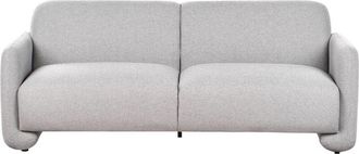 Beliani 3-Sitzer Sofa aus Stoff Grau Polyester Polsterung Breite R&uuml;ckenlehne Armlehnen Wohnzimmerm&ouml;bel Retro