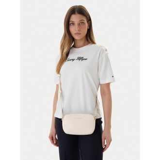 Tommy Hilfiger Handtasche Tommy Hilfiger Th Logo Camera Bag AW0AW18115 &Eacute;cru