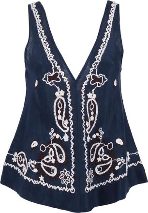 P.A.R.O.S.H. P.a.r.o.s.h., Femme, Tops, Bleu, Taille: 40 FR Blusa C/Ricamo