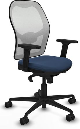 Piqueras y Crespo Computerstuhl mit 2D-Armen, h&ouml;henverstellbare Lendenwirbelst&uuml;tze, mit 5 Positionen und Schaumstoff, 65 mm Nylon, Wei&szlig;/Marineblau