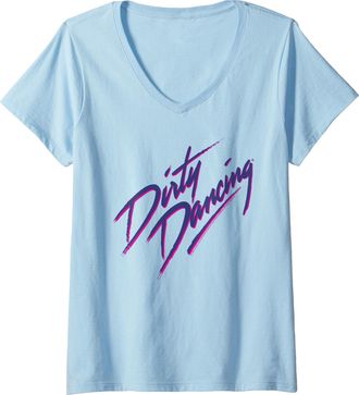 Dirty Dancing Damen Originelles Dirty Dancing Logo T-Shirt mit V-Ausschnitt