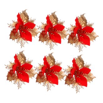 SOLUSTRE 6 St&uuml;ck Weihnachtskranzdekorationen Blumen- Weihnachtsstrau&szlig; k&uuml;nstliche Blumen Zubeh&ouml;r Weihnachtssterne Weihnachten gro&szlig; k&uuml;nstliche Weihnachtsstern We