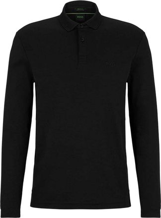 HUGO BOSS Pirol Poloshirt f&uuml;r Herren, Lang&auml;rmlig (Schwarz)