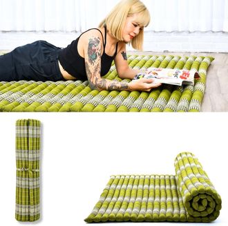 Leewadee Faltbare Bodenmatratze - Japanischer Rollbarer Futon - Tatami Faltmatte - G&auml;stebett - Camping Matratze - Thai Massage Matte, Kapok F&uuml;llung, 190 x 145 