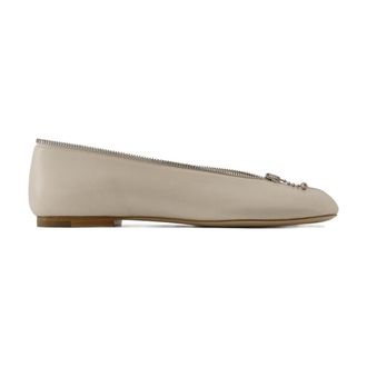 Burberry Womens Lambskin Zip Ballerina White