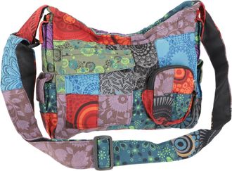 Guru Shop Ethno Schultertasche, Gro&szlig;e Patchwork Nepaltasche - Bunt, Unisex - Erwachsene, Baumwolle, 23x30x9 cm