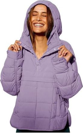 Generic Gloryboom Gloryboom Veste bouffante surdimensionn&eacute;e &agrave; capuche pour femme pour lautomne et lhiver, violet, 3XL