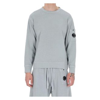 C.P. Company C.p. Company, Homme, Sweatshirts et sweats &agrave; capuche, Bleu, Taille: L Maglia girocollo in cotone malfil&eacute;