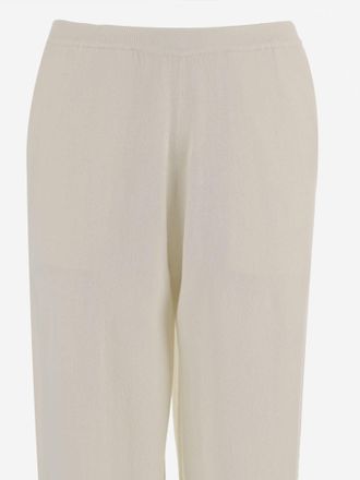 Allude Womens Wool And Cashmere Pants White Virgin Trousers