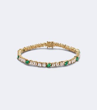 Suzanne Kalan Armband aus 18kt Gelbgold mit Diamanten und Smaragden