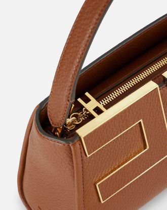 Elisabetta Franchi Womens Handbag Leather-Effect Cigar Brown Polyester Handbags Hand Bags