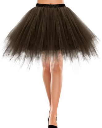 Bbonlinedress Rock lang T&uuml;ll Rockabilly wei&szlig;es Kleid Kleidung Vintage Damen Retro 50s Petticoat Underskirt Kinder Retro Tutu Ballet T&uuml;llrock Crinoline Cosplay Rock 