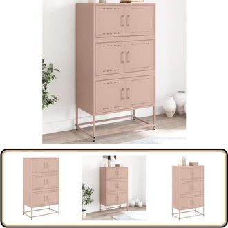 vidaXL Sideboard Rosa 68,5x38,5x123,5 cm Stahl - Industrielles Sideboard - Rosa Sideboard - Metall Sideboard - Wohnwand Regal - Aufbewahrungsschrank