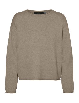 Vero Moda Damen Vmgold Roll Ls O-Neck Pullover Strickpullover, Silver Mink/Detail:W. Melange, XS