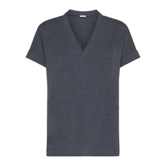 Brunello Cucinelli Femme, Tops, Gris, Taille: 40 FR T-shirts et Polos Gris