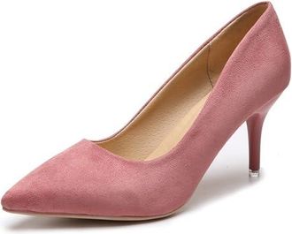 Generic Escarpins à enfiler en daim synthétique à bout pointu pour femme - Confortables - Pour bureau, mariage, fête, rose, 41.5 EU