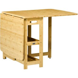 HOMCOM Klappbarer Esstisch Klapptisch f&uuml;r 6 Personen mit Ablagen K&uuml;chentisch Esszimmertisch f&uuml;r Kleine R&auml;ume, K&uuml;che, Esszimmer 149,5 x 80 x 73,5 cm Natur