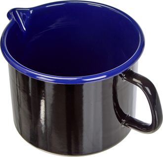 Riess 0054-025, Schnabeltopf schwarz-blau 16, CLASSIC - HOTEL PROFI SCHWARZ/BLAU, Durchmesser 16 cm, H&ouml;he 13.0 cm, Inhalt 2.0 Liter, Emaille, Krug, Milchtop