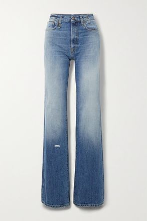 R13 Jane Hoch Sitzende Jeans Mit Weitem Bein In Distressed-optik - Blau
