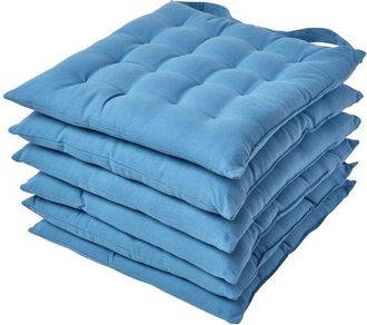 Homescapes 6 Stuhlkissen himmelblau, 40 x 40 cm - Homescapes