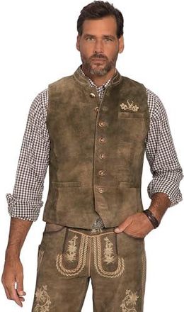 JP1880 Hommes Grandes tailles L-8XL Gilet traditionnel, en cuir suédé de chèvre, col Mao - jusquau 72 mousse 68 796703332-68