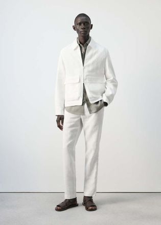 Mango Veste 100 % lin poches blanc - Homme - XXL - MANGO MAN