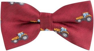 King & Priory Noeud Papillon Brodé Tracteur Rouge Bordeaux à Chevrons