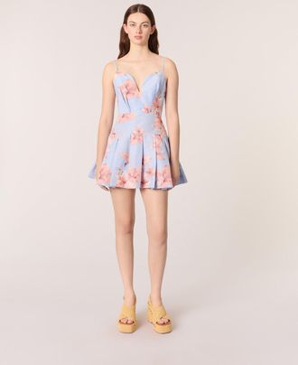 Maje Robe Courte En Taffetas Imprim&eacute; - Orange - Taille 38 - Maje