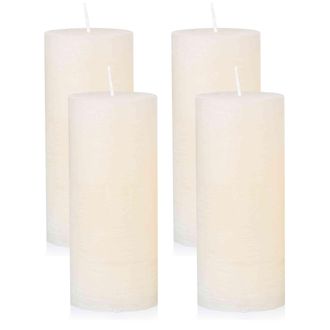 NKlaus Rustikale Adventskerzen Creme 4er Set &Oslash; 6x14 cm - Stumpenkerzen aus Wachs f&uuml;r Weihnachtsdeko, Adventskranz & Tischdekoration, lange Brenndauer & edles