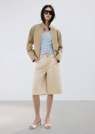 Mango Tailliertes, gerafftes Top himmelblau - Damen - XXS - MANGO