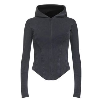 Balenciaga Schwarzer Kapuzenpullover mit Rei&szlig;verschluss und Korsettdetails - - Sweatshirts & Hoodies - Damen - Schwarzk - XS