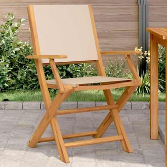 vidaXL Vidaxl - Gartenst&uuml;hle 2 Stk. Beige Massivholz Akazie & Stoff