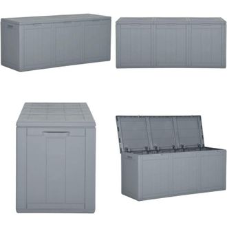 vidaXL Garten-Aufbewahrungsbox 270 l Grau pp Rattan - Gartenbox - Aufbewahrungsbox - Outdoor Box - Wetterfest - UV-best&auml;ndig - Home & Living