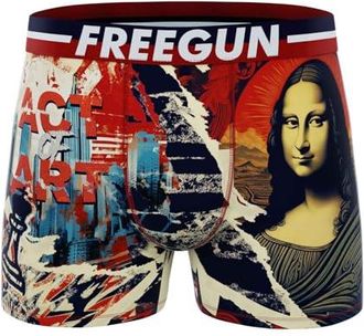 Freegun Boxer Homme Street Art (FR/ES, Alpha/Lettres, TG, Taille Normale, Taille Normale, Mona Lisa Act of Art)