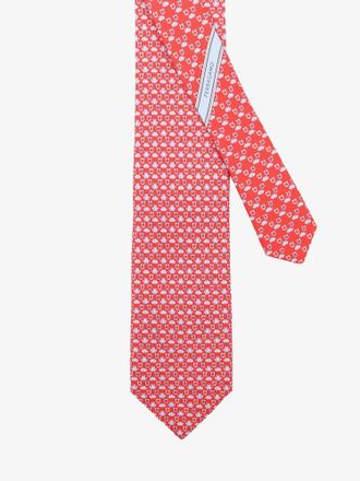 Ferragamo Mens Silk Tie Clarissa Red Ties & Bow
