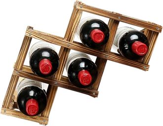 Valiclud Holz Weinregal Faltbar für Flaschen Tisch Weinflaschenhalter aus Hartholz in Carbon Farbton Stabiles Flaschenregal für Weinlagerung an Bartheke Dekora