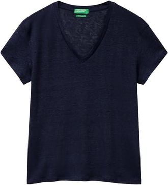 Benetton T- Shirt 37ujd401q, Bleu, XX-Small Femmes
