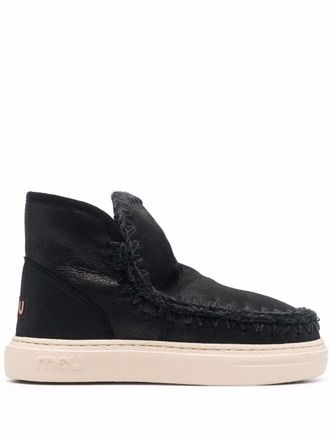 Mou bottines &agrave; doublure lain&eacute;e - Noir