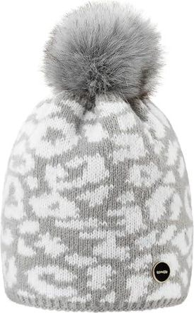 morefaz Bonnet dhiver pour Femme en Polaire Chaude avec Pompon Motif panth&egrave;re (FR/ES, Alpha/Lettres, M, L, Grey)