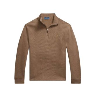 Polo Ralph Lauren Homme, Pulls, Brun, Taille: XS Pull Over Quart de Zip Cedar Heather Estate-Rib